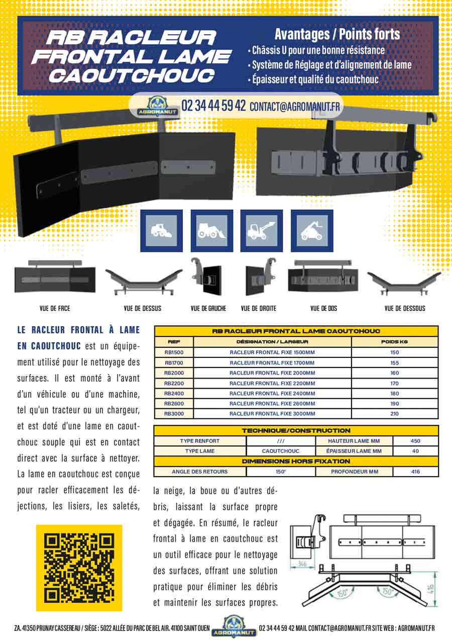RB Racleur frontal lame caoutchouc | Agromanut